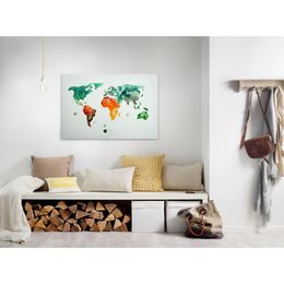 A.S. Cr&eacute;ation Leinwandbild &raquo;Colourful World 3&laquo; Kunst 1 Stk. tlg. Atlas Weltkarte Bunt Aquarell Keilrahmen Leinwand-Bild Wohnzimmer Wand bunt Holz, Stahl B/H/T: 90cm