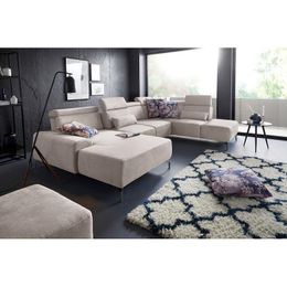 Sit & More sit&more Wohnlandschaft &raquo;Gizeh U-Form&laquo; 15 cm Fu&szlig;h&ouml;he, inklusive Sitztiefenverstellung und Kopfteilverstellung beige B/H/T: 340cm x 230cm, Luxus-
