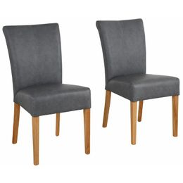 Home Affaire 4-Fu&szlig;stuhl &raquo;Queen Polsterstuhl&laquo; (Set) 6 Stk.verschiedene Bez&uuml;ge, Gestell Massivholz grau Massivholz B/H/T: 47cm x 93cm x 64cm, 6 Stk., 