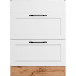 KOCHSTATION Kochfeldumbauschrank &raquo;KS-Lana&laquo; Breite 60 cm wei&szlig; Holzwerkstoff, MDF wotaneiche, B/H/T: 60cm x 82cm x 60cm, Schubladen: 2 Stk.