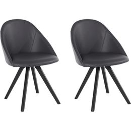 OTTO home 4-Fu&szlig;stuhl &raquo;Lotos&laquo; (Set) 2 Stk.Bezug aus Echtleder und Gestell aus Eiche Massivholz grau Holzwerkstoff B/H/T: 57cm x 85cm x 59cm, 2 Stk., 