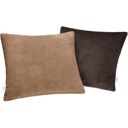 s.Oliver Dekokissen &raquo;double soft Kissen s.Oliver&laquo; Kissenh&uuml;llen ohne F&uuml;llung, 2 St&uuml;ck, mit samtig weicher Oberfl&auml;che braun Polyester B/L: 50cm x 50cm, 