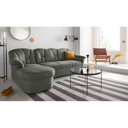 DOMO collection Ecksofa &raquo;Papenburg, zeitlose R&uuml;ckensteppung, elegante Formensprache, L-Form&laquo; in gro&szlig;er Farbvielfalt, wahlweise mit Bettfunktion gr&uuml;n 