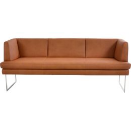 K+w Komfort & Wohnen K+W Komfort & Wohnen Polsterbank &raquo;Cube&laquo; Hammerkissenoptik, 2 Breiten, Hochkantkufe in Edelstahloptik braun B/H/T: 209cm x 82cm x 67cm, Leder CLOUD