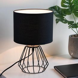 LED Tischleuchte &raquo;Shiny Diamond&laquo; E27 2 Stk. Warmwei&szlig; E27, 3step dimmbar, Schwarz, Draht, Stoffschirm schwarz 1, &Oslash; 20cm H: 31cm, 2 Stk.