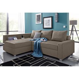 Collection AB Ecksofa &raquo;Relax L-Form, B: 223 cm&laquo; Schlaffunktion, Bettkasten, Regal & 1 Zierkissen, optional Licht braun Zierkissen: 100%Polyester;