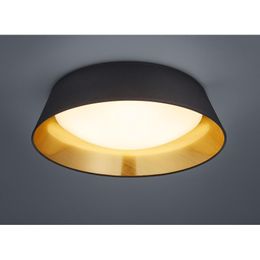 REALITY LEUCHTEN LED Deckenleuchte &raquo;Ponts&laquo; LED-Board 1 Stk. Warmwei&szlig; schwarz goldfarbig, Stoffschirm und Acrylschirm, warmwei&szlig; 3000 Kelvin schwarz 1, 