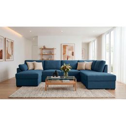 OTTO home Wohnlandschaft &raquo;Citry&laquo; Breite 309 cm, Chenille, Bettfunktion, Bettkasten, U-Form blau 100% polyester B/H/T: 309cm x 88cm x 224cm, Chenille, 