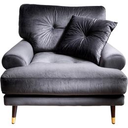 Trends by HG Loungesessel &raquo;TOKIO&laquo; in Microfaser mit hochwertigem Holz/Metallfu&szlig; grau 100% Polyester Microfaser, B/H/T: 100cm x 88cm x 100cm