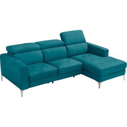 Egoitaliano Ecksofa &raquo;Matt, erstklassiger Sitzkomfort, aufwendige Detailverarbeitung, L-Form&laquo; mit verstellbaren Kopfteilen zum Relaxen blau B/H/T: 247cm x 100cm, 