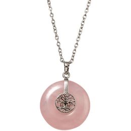 Firetti Damen Kette mit Anh&auml;nger &raquo;Schmuck Geschenk Halsschmuck Halskette Ankerkette Lebensbaum Edelstein&laquo; Made in Germany - mit Edelstein bunt 