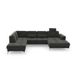 Sit & More sit&more Wohnlandschaft &raquo;Bendigo U-Form&laquo; inklusive Sitztiefenverstellung, Bodenfreiheit 15 cm, in 2 Fu&szlig;farben grau B/H/T: 332cm x 87cm x 226cm, 