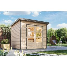 Karibu Gartenhaus &raquo;Plutino 3, in verschiedenen Farben&laquo; braun Massivholz ohne Fu&szlig;boden, Blechdach