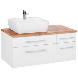 Welltime Waschbeckenunterschrank &raquo;Davos&laquo; Badm&ouml;bel, Waschtisch inkl. Waschbecken, Breite 90 cm wei&szlig; wei&szlig;, B/H/T: 90cm x 55cm x 47cm, Becken links