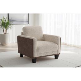 Sit & More sit&more Sessel &raquo;Concept&laquo; mit R&uuml;ckenkissen beige 100% Polyester Chenille,mit Fu&szlig; Buche schwarz, B/H/T: 89cm x 84cm x 90cm
