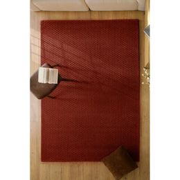 Wecon Home Teppich &raquo;Castello THREE&laquo; rechteckig 7 mm H&ouml;he Schurwolle, Kurzflor mit Hoch-Tief-Effekt, Wohnzimmer, Punktmuster rot Schurwolle B : 160cm 1