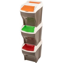 M&uuml;lltrennsystem &raquo;POKER 3 PLUS&laquo; 3 Beh&auml;lter Fassungsverm&ouml;gen je 27 Liter, Made in Europe grau Polypropylen B/H/T: 30cm x 37,5cm x 40cm, 81 l