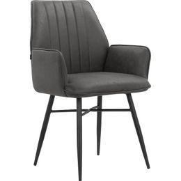 OTTO home Esszimmerstuhl &raquo;Hrodwyn&laquo; () 2 Stk.Sitz gepolstert, mit horizontale N&auml;hten am R&uuml;cken, Sitzh&ouml;he 52 cm grau Stoff B/H/T: 58cm x 92cm x 58cm, 2 