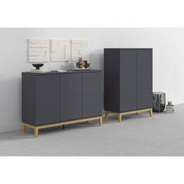 OTTO home Highboard &raquo;Maryd&laquo; 1 Stk. tlg. Hochkommode mit Untergestell in Holzoptik grau Holzwerkstoff, MDF B/H/T: 80cm x 121cm x 41cm, 2 Stk.