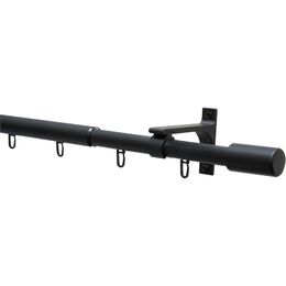 Gardinia Gardinenstange &raquo;Gardinenstangen Set Thasos&laquo; &Oslash; 19 mm 1 l&auml;ufig-l&auml;ufig mit Bohren, Schrauben, Wandmontage, Aluminium schwarz Aluminium L: 190cm 