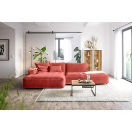 Musterring Ecksofa &raquo;Lucia modern und bequem, Breite 330cm, L-Form&laquo; verschiedene Farben, gro&szlig;er Longchair mit Armlehne, B330 x T190 cm orange 100% Polyester B/H/T