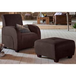 Home Affaire Hocker &raquo;Falk&laquo; kleine Ausf&uuml;hrung braun Microfaser in Antiklederoptik (100% Polyester);Microfaser PRIMABELLE (100% Polyester) B/H/T: 67cm x