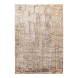 Kayoom Teppich &raquo;Mineral 525&laquo; rechteckig 12 mm H&ouml;he Kurzflor, Hoch Tief Struktur, Wohnzimmer beige Polypropylen B : 80cm 1 Stk., 12mm, L: 300cm