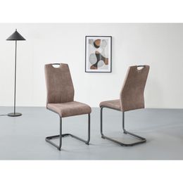 Hela Freischwinger &raquo;CHRISTINA&laquo; (Set) 2 Stk.1, 2 oder 4 St&uuml;ck, Schwingstuhl grau 100% Polyester B/H/T: 44cm x 98cm x 61cm, 2 Stk., Microfaser