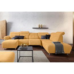 Home Affaire Wohnlandschaft &raquo;Manhattan U-Form&laquo; 2 Sitze mit elektrischer Relaxfunktion, verstellbare Armlehnen gelb Luxus Microfaser2 (90% Polyester, 