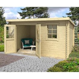 Lasita Maja Gartenhaus &raquo;Amira 275&laquo; Blockbohlenhaus 28mm beige Massivholz ohne Fu&szlig;boden, ohne Dacheindeckung
