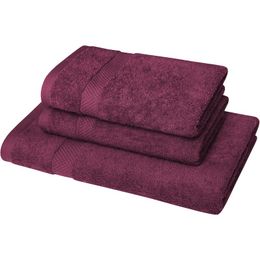 Dyckhoff Handtuch Set &raquo;Planet&laquo; Set 3 Stk. Walkfrottier 2 Handt&uuml;cher (50x100cm), 1 Duschtuch (70x140cm) lila Walkfrottier, Obermaterial: 100% Baumwolle 3 Stk., 