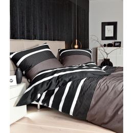Janine Bettw&auml;sche &raquo;J. D.&laquo; 2 Stk. Bettw&auml;sche im Streifen-Design in verschiedenen Qualit&auml;ten braun Mako-Satin, Obermaterial: 100% Baumwolle B/L: 155cm x 220cm,