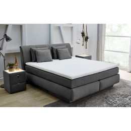 Jockenh&ouml;fer Boxspringbett &raquo;"Carla", wahlweise mit oder ohne Bettkasten&laquo; inkl. 4 Kissen, erh&auml;ltlich in den Breiten 160 & 180cm grau Topper: 100% Polyurethan, Bezug