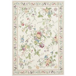 Theko Teppich &raquo;Flomi Sagrini&laquo; rechteckig 4 mm H&ouml;he Flachgewebe, Pastell-Farben, Blumen Design, mit Bord&uuml;re beige Baumwolle, Kunstfaser B : 60cm 1 Stk.