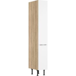 KOCHSTATION Apothekerschrank &raquo;KS-Aken&laquo; wei&szlig; wildeiche Nachbildung, B/H/T: 30cm x 211,8cm x 58,4cm