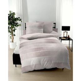 Kaeppel Wendebettw&auml;sche &raquo;TIMELESS 100% Baumwolle&laquo; 2 Stk. mit breiten Streifen, Wendeoptik, Markenrei&szlig;verschluss rosa Mako-Satin, Obermaterial: 100% Baumwolle 