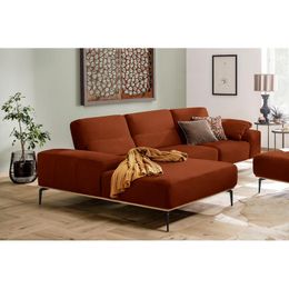 W.Schillig Ecksofa &raquo;run, Designsofa mit tollem Sitzkomfort, bequem, L-Form&laquo; mit Holzsockel, F&uuml;&szlig;e in Schwarz pulverbeschichtet, Breite 319 cm orange 