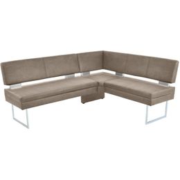 K+w Komfort & Wohnen K+W Komfort & Wohnen Eckbank langer Schenkel links oder rechts, mit dekorativen Distanzhalter grau B/H/T: 199cm x 89cm x 158cm, Leder Longlife BRONCO,