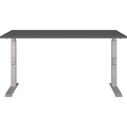 Germania Schreibtisch &raquo;Downey&laquo; h&ouml;henverstellbar von 68-91 cm, verf&uuml;gbar in verschiedenen Breiten grau B/H/T: 140cm x 91cm x 80cm, Gestellfarbe Silber