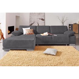 Sit & More sit&more Ecksofa &raquo;Coria L-Form&laquo; mit XL-Recamiere, wahlweise mit Schlaffunktion grau Kunstleder SOFTLUX ;Struktur ( 100% Polyester);Struktur fein ( 90%