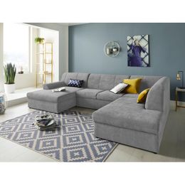 DOMO collection Wohnlandschaft &raquo;Topper, elegant und zeitlos, komfortabel, U-Form&laquo; wahlweise mit Bettfunktion grau B/H/T: 320cm x 78cm x 213cm, 