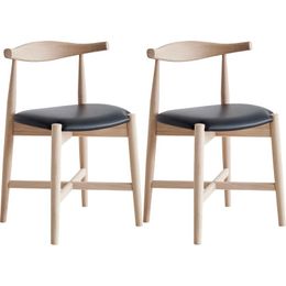 Holzstuhl &raquo;Findahl by Hammel Dora&laquo; (Set) 2 Stk.Massivholz, gepolsterte Sitzfl&auml;che, versch. Farbvarianten schwarz Leder, Massivholz B/H/T: 55cm x 76cm 