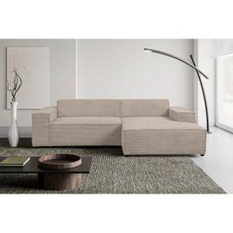 WERK2 Ecksofa &raquo;Trento 268 x 163 cm modern und bequem&laquo; Cord, L-Form 90% Polyester, 10% Nylon B/H/T: 268cm x 70cm x 163cm, Cord, Ottomane rechts