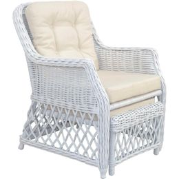 Home Affaire Rattanstuhl () Handarbeit, Ma&szlig;e (B/T/H): (67/75/91) wei&szlig; Rattan B/H/T: 67cm x 91cm x 75cm