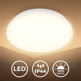 B.K.LICHT LED Deckenleuchte &raquo;LED Bad Deckenleuchte mit Mikrowellensensor&laquo; LED-Modul 1 Stk. Warmwei&szlig; 12W 1300Lm 3000K IP44 270x60mm (DxH) wei&szlig; 1, &Oslash; 27cm H: 6cm, 