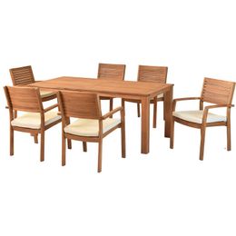 Merxx Garten-Essgruppe &raquo;&raquo;Batavia&laquo;&laquo; Set, 13 Stk. tlg. moderne Landhausoptik in warmen Holznuancen beige Massivholz Einheitsgr&ouml;&szlig;e