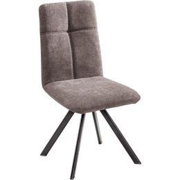 massivline&more 4-Fu&szlig;stuhl &raquo;SK Kota, Stuhl, Esszimmerstuhl, K&uuml;chenstuhl&laquo; () 2 Stk.Gestell Metall schwarz braun Polyester B/H/T: 47cm x 92cm x 60cm, 2 