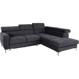 COTTA Ecksofa &raquo;Sammy L-Form&laquo; mit Kopfteilverstellung, wahlweise mit Schlaffunktion & Bettkasten schwarz Struktur (100% Polyester );Chenille (90% 