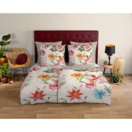 Good Morning Wendebettw&auml;sche &raquo;Jaimy&laquo; 2 Stk. Baumwolle, 135x200, 2 Teilig, Rei&szlig;verschluss, Wendeoptik, Blumen, Sand beige Renforc&eacute;, Obermaterial: 100% 