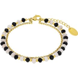 s.Oliver Damen s.Oliver Armband &raquo;2038895&laquo; mit Glasstein schwarz 20cm, Edelstahl